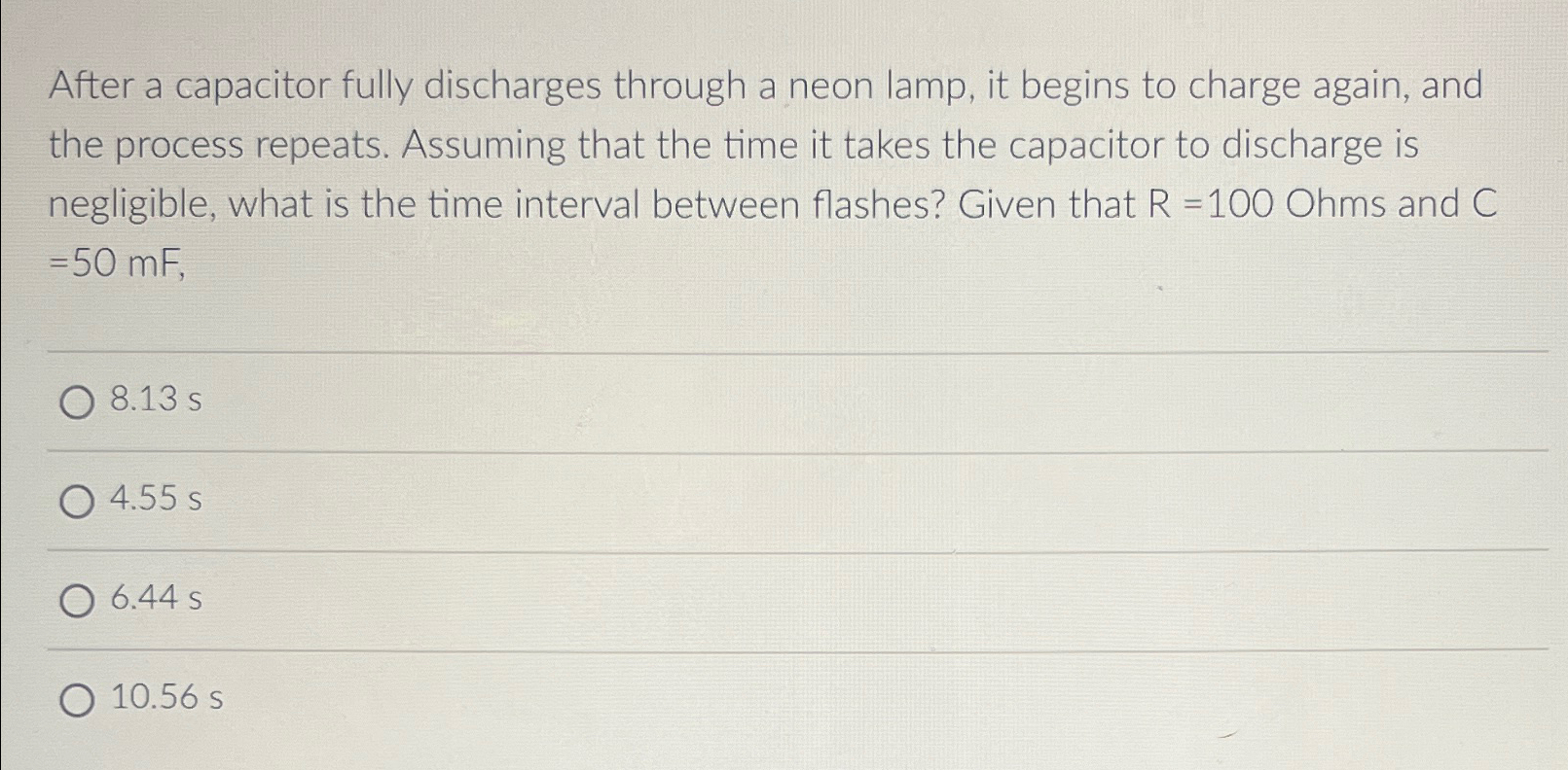 Solved After a capacitor fully discharges through a neon | Chegg.com