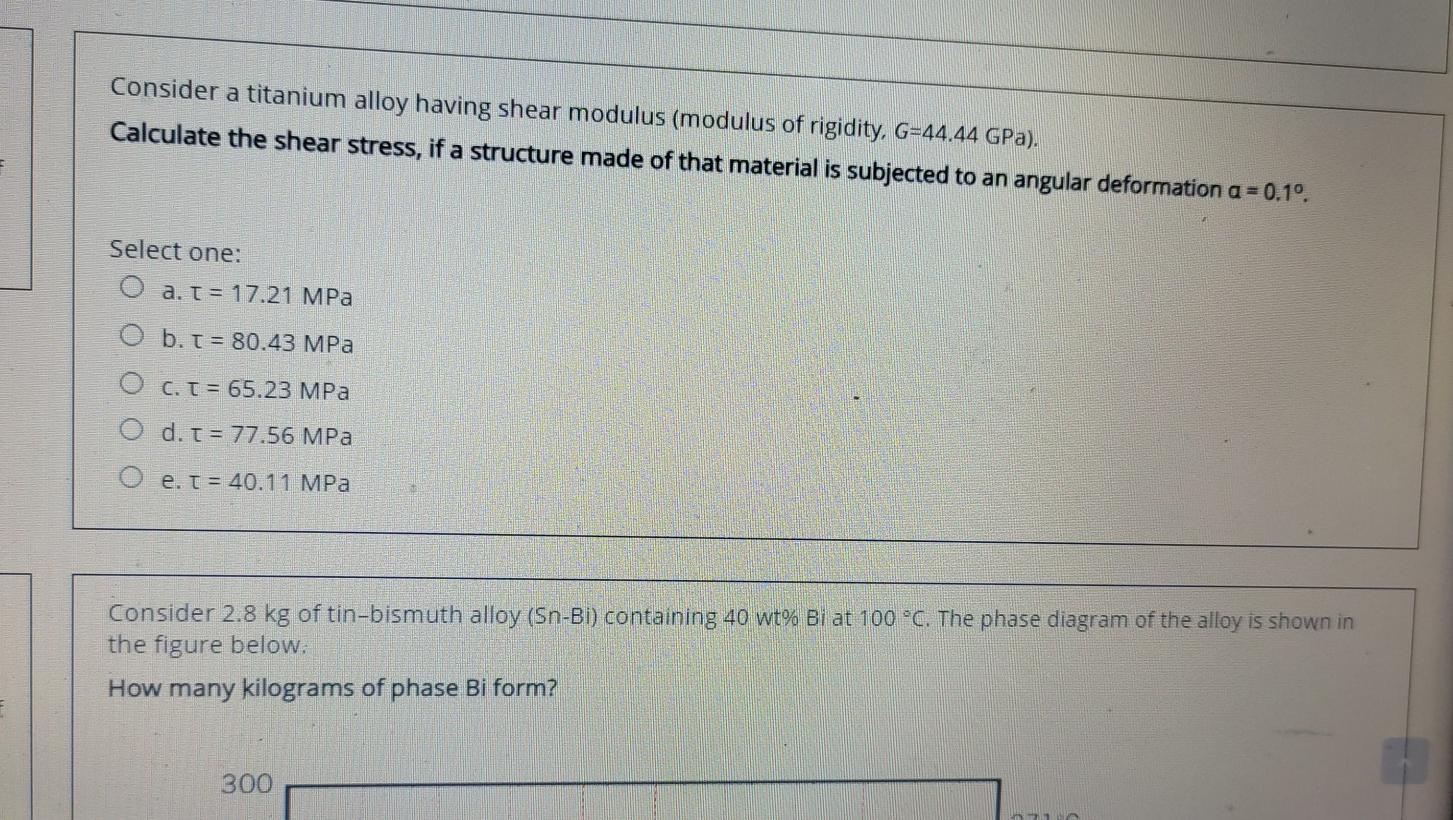 Solved Consider a titanium alloy having shear modulus | Chegg.com