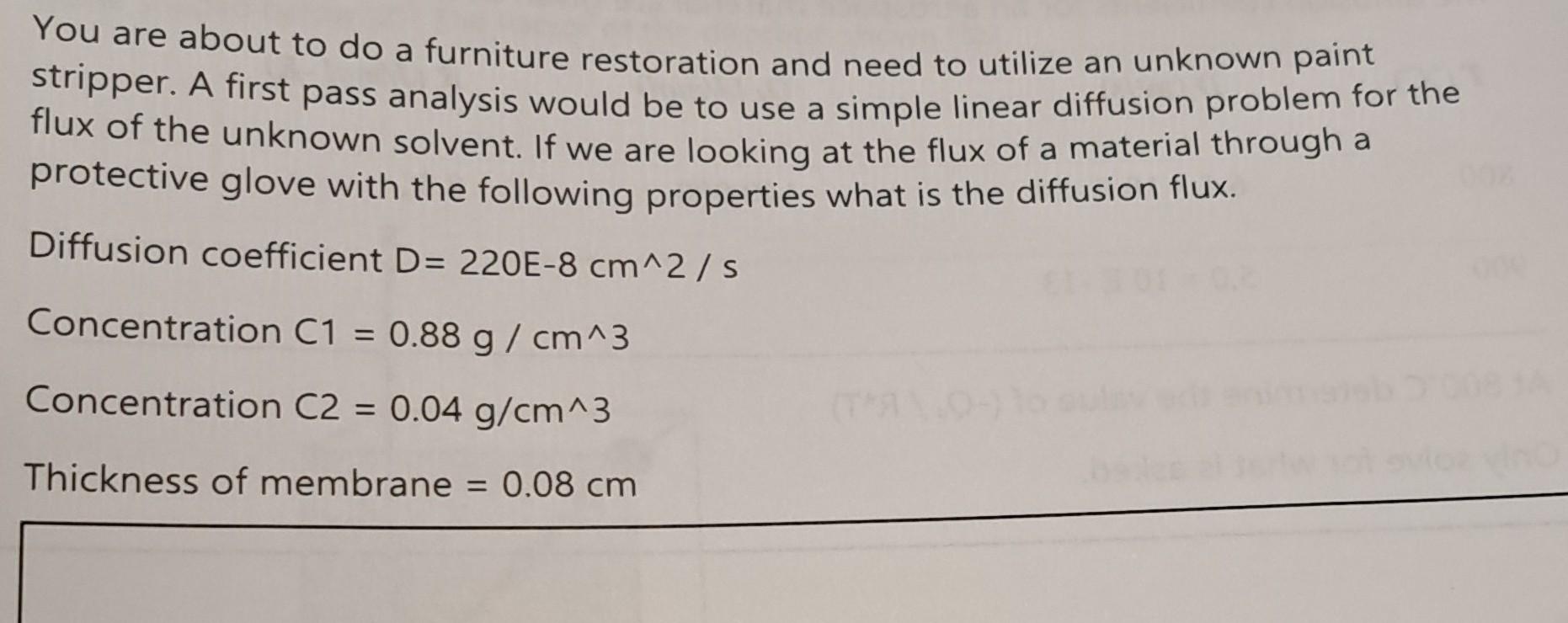 Solved You are about to do a furniture restoration and need | Chegg.com