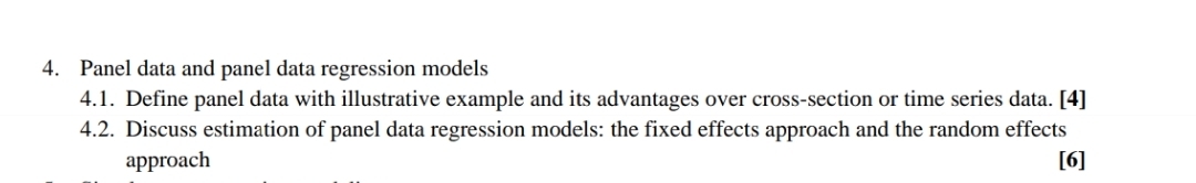Solved Panel data and panel data regression models4.1. | Chegg.com
