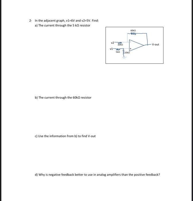 Solved 2- In the adjacent graph, v1=6V and v2=5V. Find: a) | Chegg.com