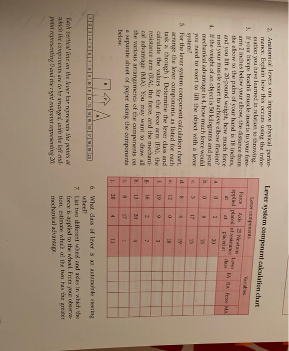Solved 3. For the lever system component calculation chart | Chegg.com