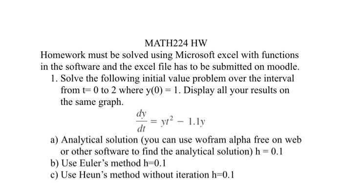 Solved MATH224 HW Homework must be solved using Microsoft | Chegg.com