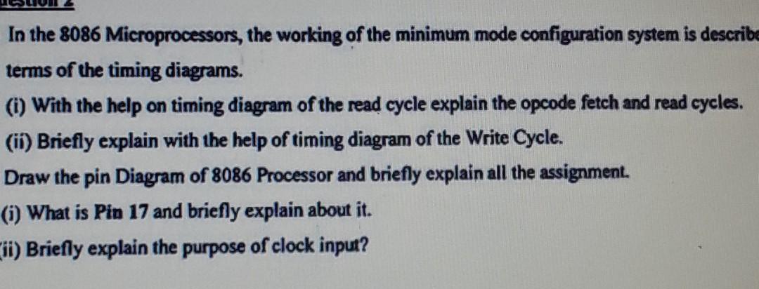 Solved In the 8086 Microprocessors, the working of the | Chegg.com