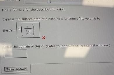 Solved Find a formula for the described function.Express the | Chegg.com