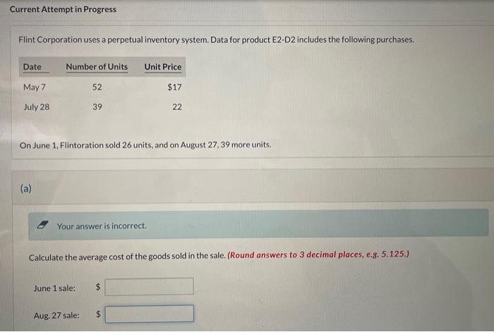 Current Attempt in Progress Flint Corporation uses a | Chegg.com