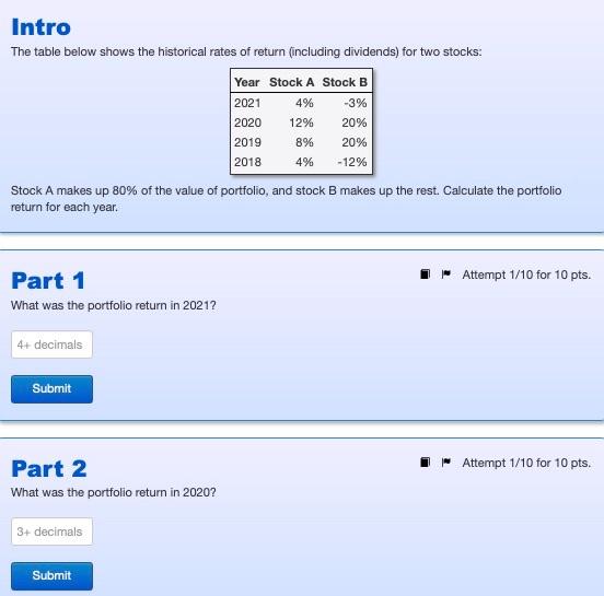 Solved The table below shows the historical rates of return | Chegg.com