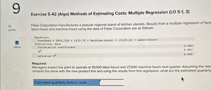 Solved Exercise 5-31 (Algo) Methods of Estimating Costs: | Chegg.com