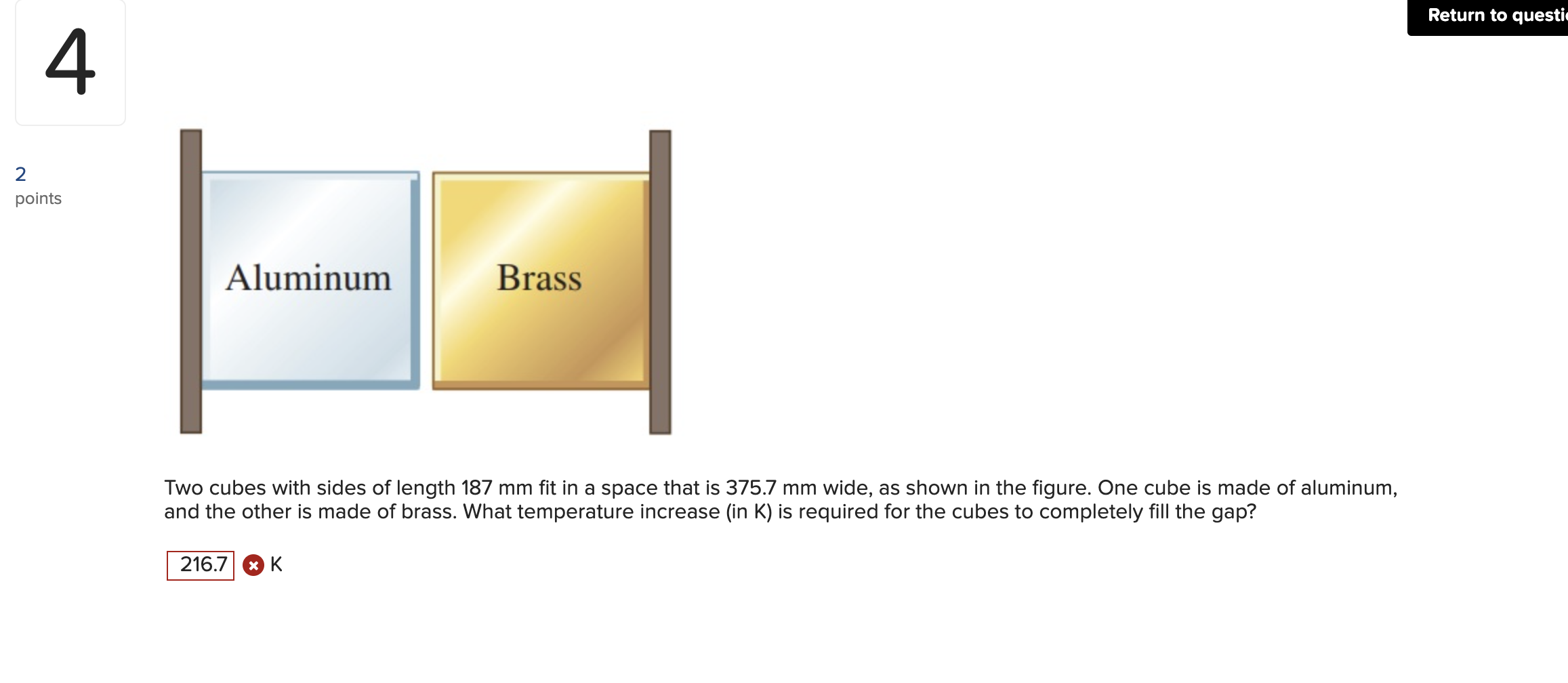 Solved Two cubes with sides of ﻿length 187 mm ﻿fit in ﻿a | Chegg.com