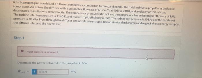 Solved A turboprop engine consists of a diffuser, | Chegg.com