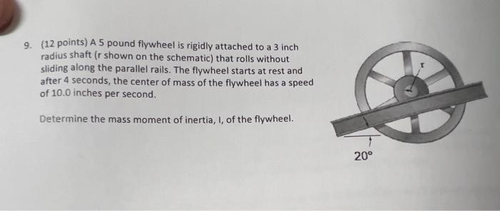 Solved 9. (12 points) A 5 pound flywheel is rigidly attached | Chegg.com