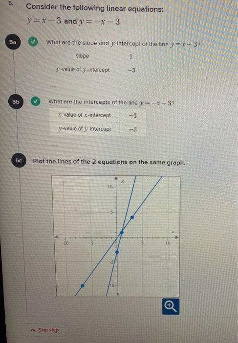 Solved 5. Consider the following linear equations: y=x-3 and | Chegg.com