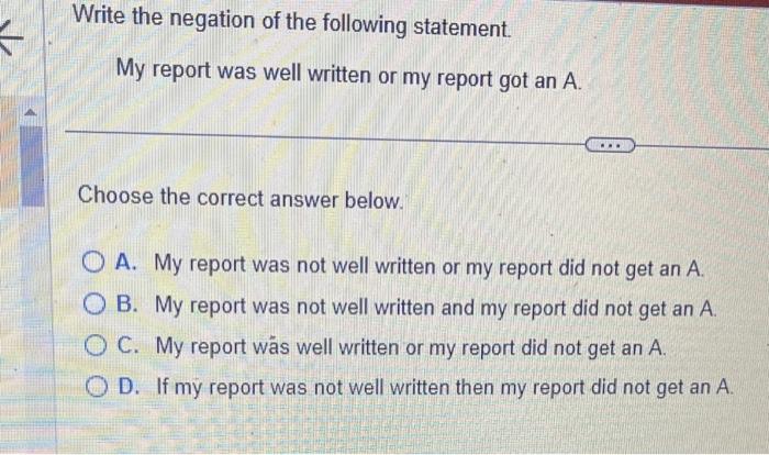 Solved Write the negation of the following statement. My | Chegg.com