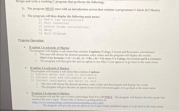 Solved Design and write a working program that performs the | Chegg.com