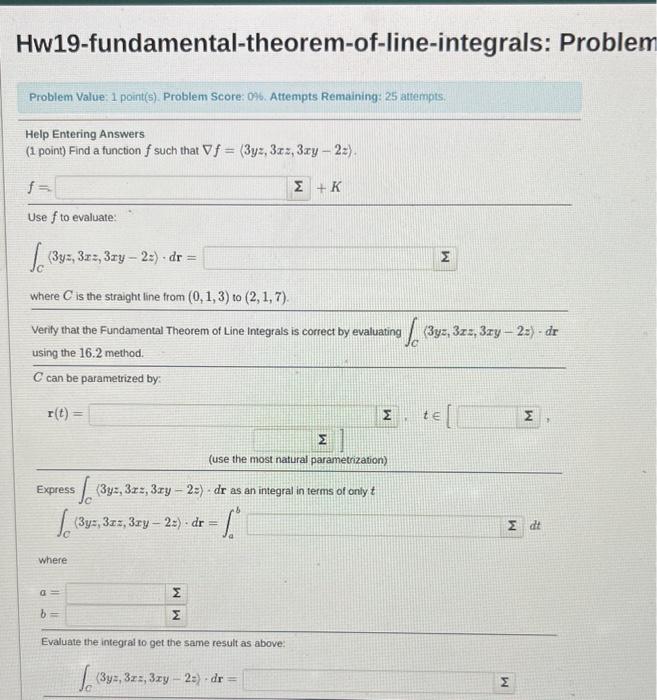 Solved Hw19-fundamental-theorem-of-line-integrals: Proble | Chegg.com
