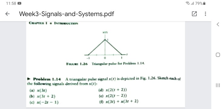 Solved 11:58 79% { & Week3-Signals-and-Systems.pdf CHAPTER 1 | Chegg.com