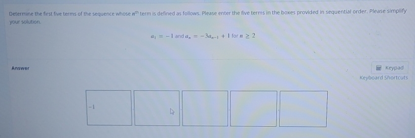 Solved Determine the first five terms of the sequence whose | Chegg.com