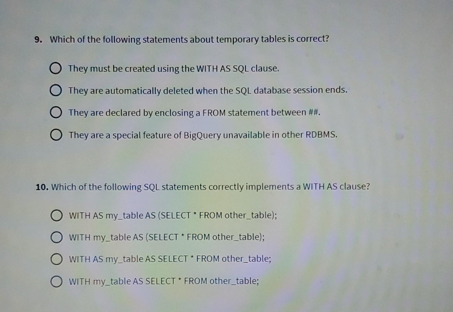 9. Which of the following statements about temporary | Chegg.com