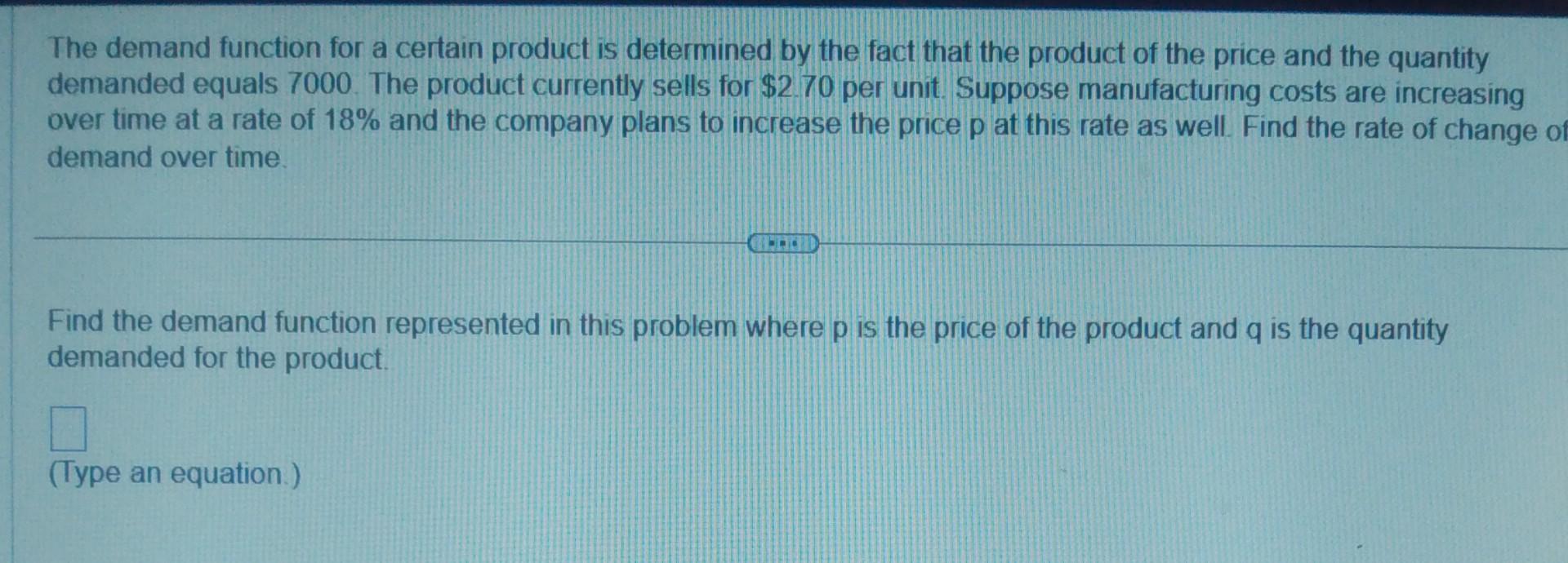 Solved The demand function for a certain product is | Chegg.com