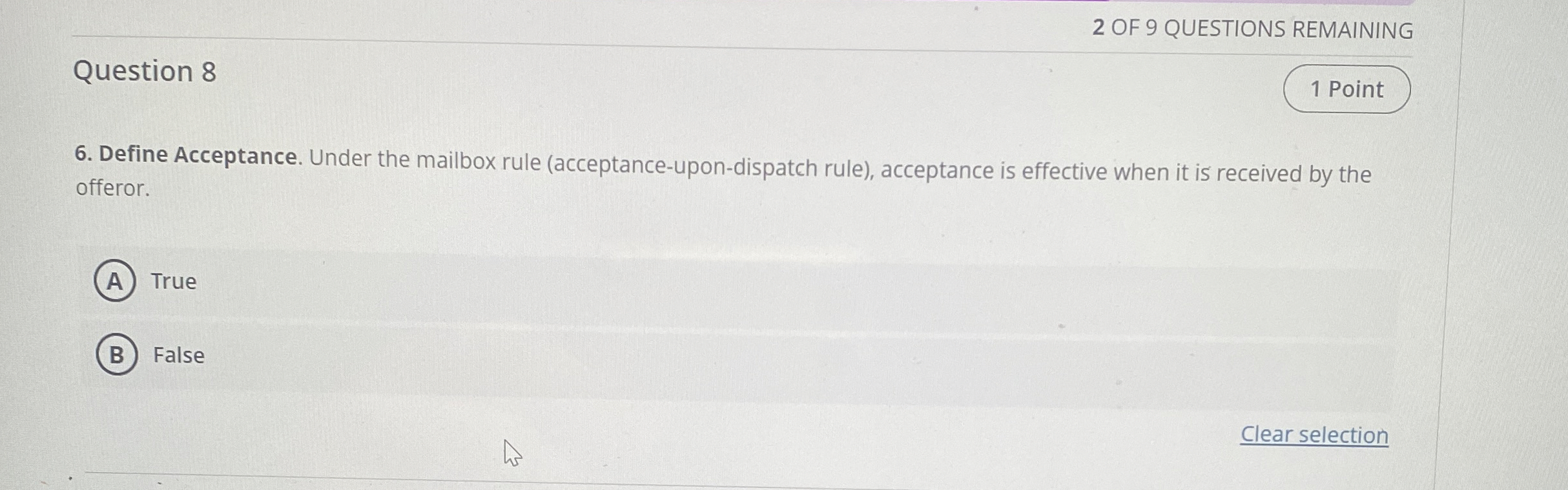 Solved Question 8Define Acceptance. Under the mailbox rule | Chegg.com