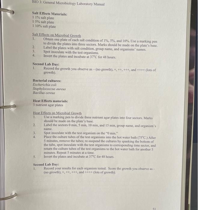 Solved BIO 3: General Microbiology Laboratory Manual | Chegg.com