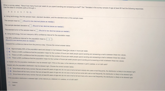 Solved When a survey asked, "About how many hours per week | Chegg.com
