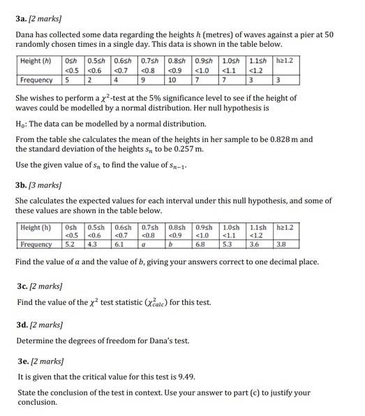 Solved 3a. [2 marks] Dana has collected some data regarding | Chegg.com