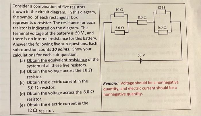 Solved Consider a combination of five resistors shown in the | Chegg.com