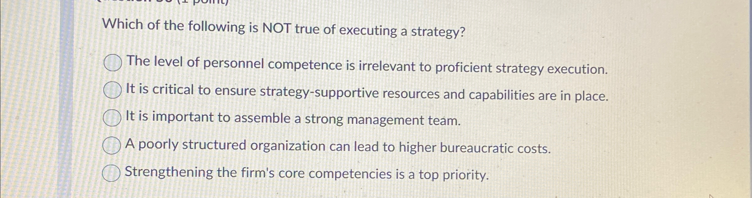 Solved Which of the following is NOT true of executing a | Chegg.com