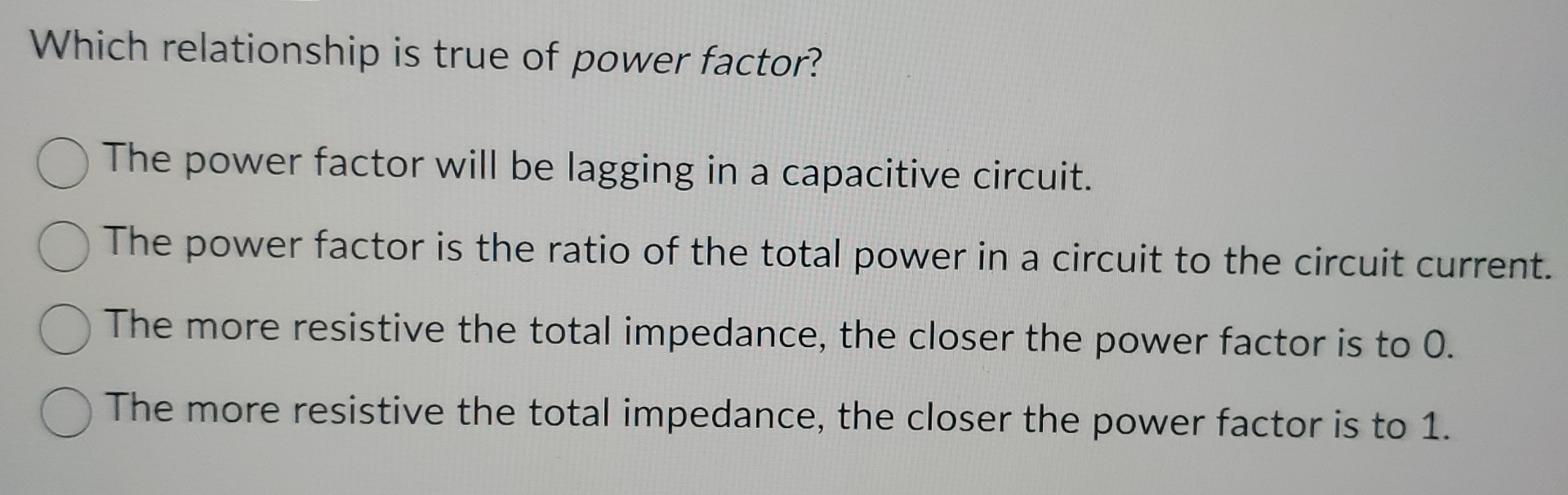 Solved Which relationship is true of power factor?The power | Chegg.com