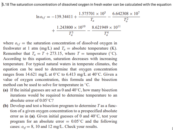 Solved The Saturation concentration of ﻿dissolved oxygen in | Chegg.com