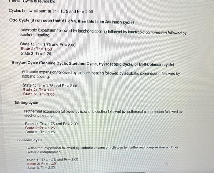 Solved Cycles below all start at Tr=1.75 and Pr=2.00 Otto | Chegg.com