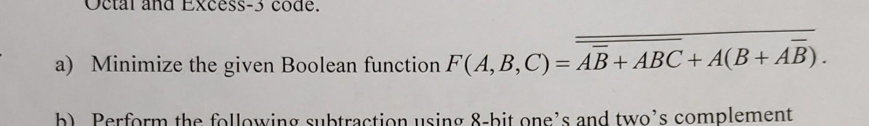 Solved a) Minimize the given Boolean function | Chegg.com