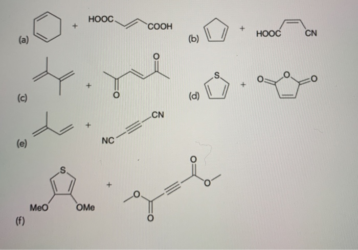 Solved HOOC * COOH + HOOC (b) (a) CN S. + (c) (d) CN + =- | Chegg.com