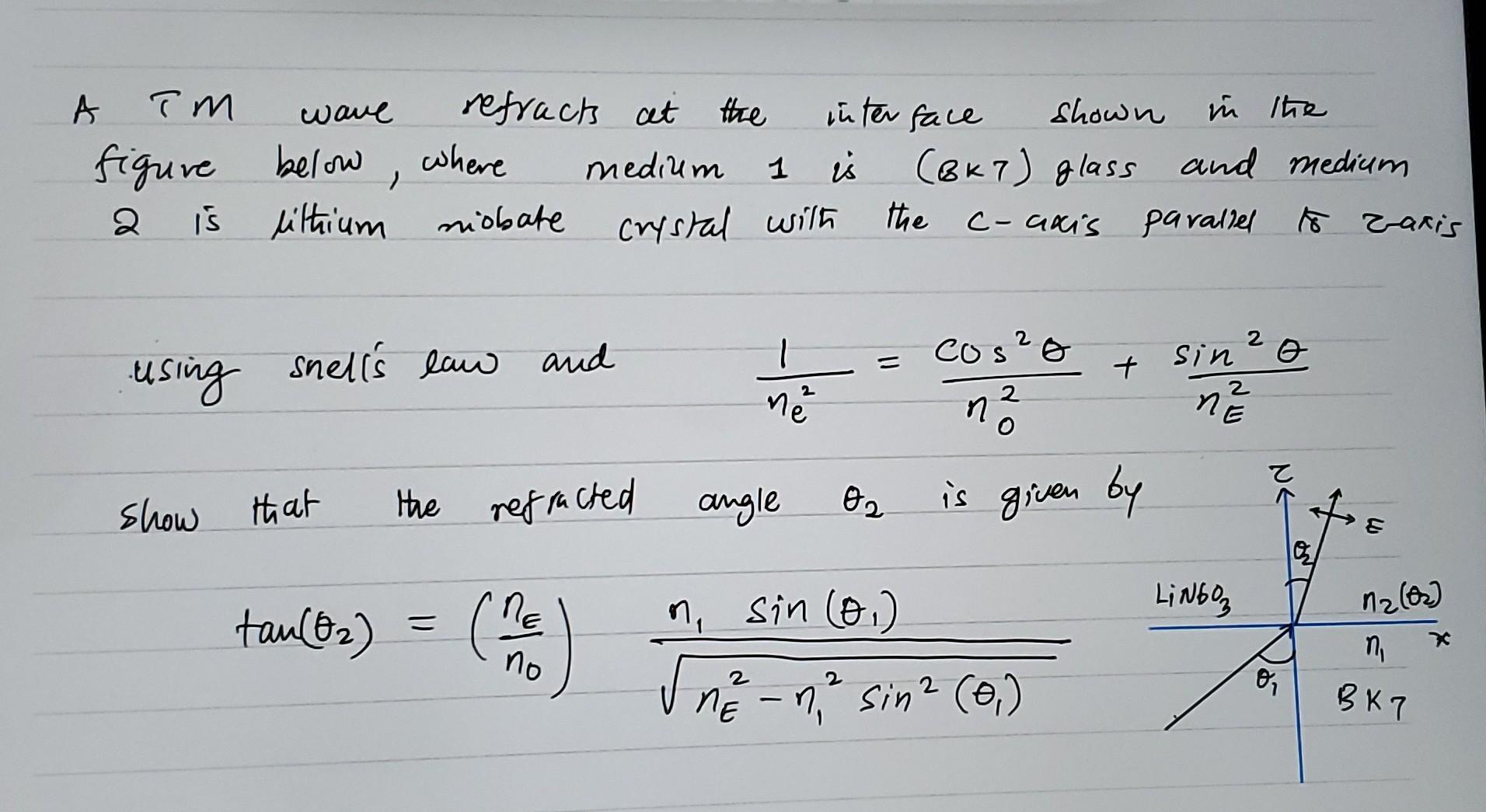 nE is the extraordinary refractive index for lithium | Chegg.com