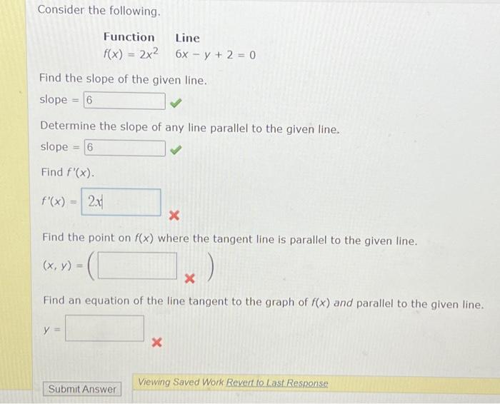 Solved Consider the following. Function f(x)=2x2 Line | Chegg.com