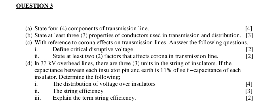 Solved OUESTION 3(a) ﻿State four (4) ﻿components of | Chegg.com