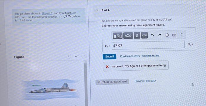 Solved Part A The jet plane shown in (1) can fly at Mach 3 | Chegg.com