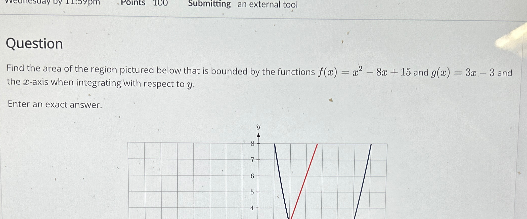 Solved Submitting an external toolQuestionFind the area of | Chegg.com
