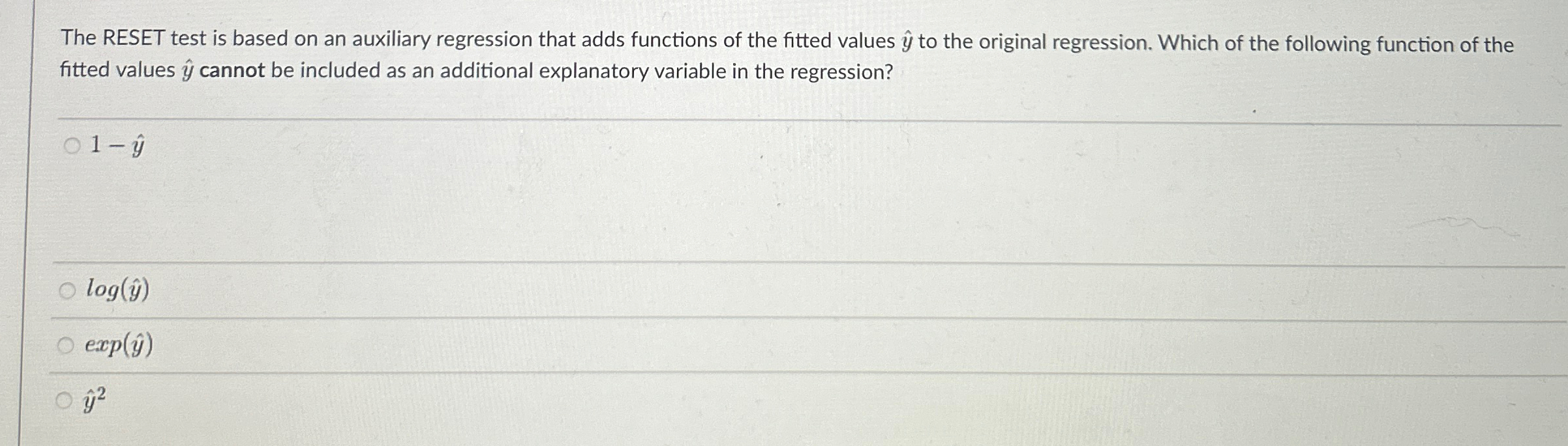 Solved The RESET test is based on an auxiliary regression | Chegg.com