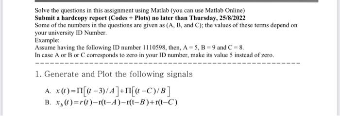 Solved Solve the questions in this assignment using Matlab | Chegg.com