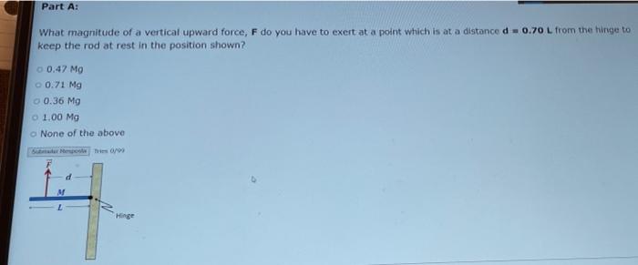 Solved Problem: (2 Parts) A rod of uniform density and mass, | Chegg.com