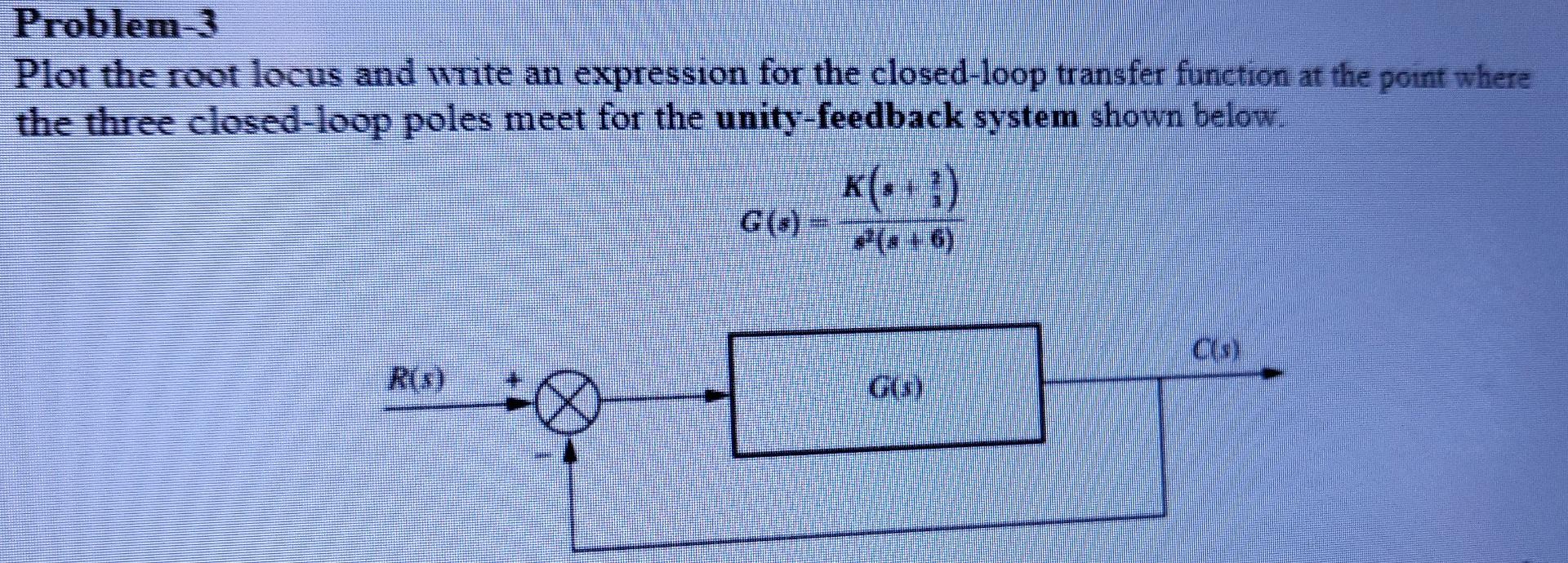 Solved Problem-3 Plot the root locus and write an expression | Chegg.com