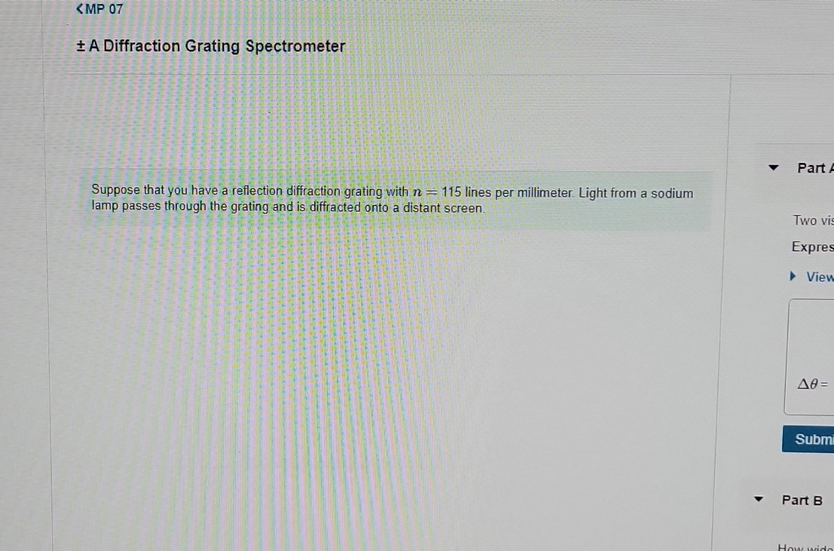 Solved Pm A Diffraction Grating Spectrometer Suppose That