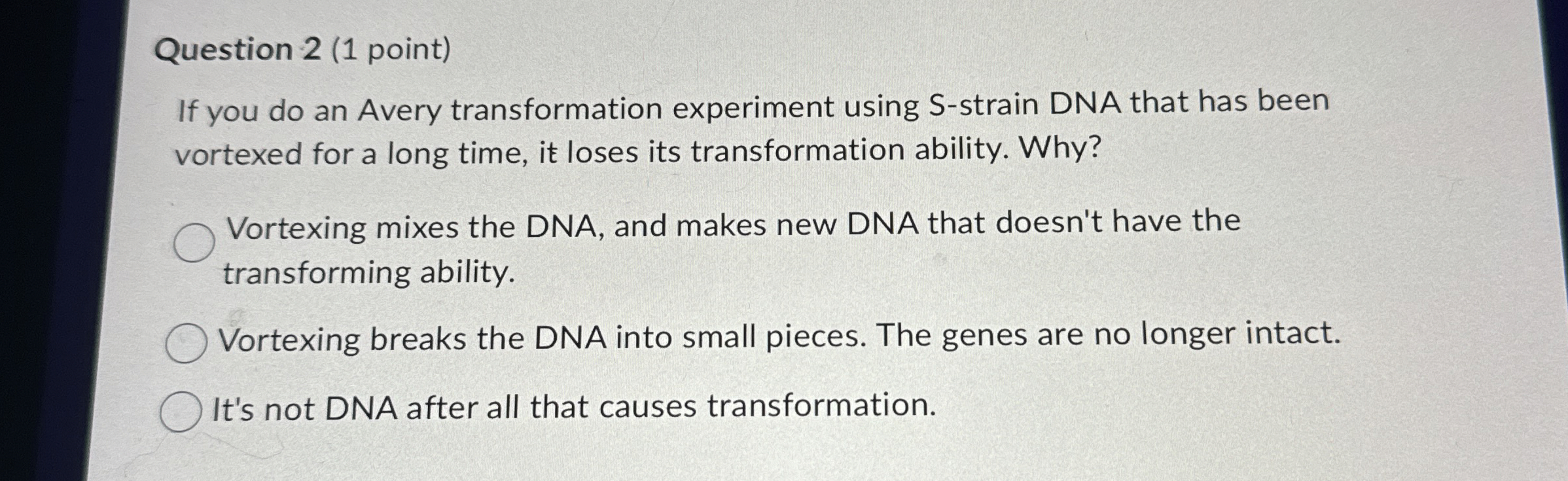 Solved Question 2 (1 ﻿point)If you do an Avery | Chegg.com