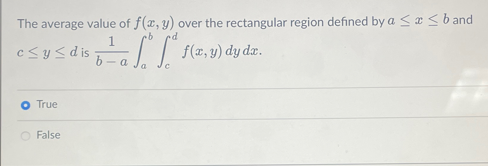 Solved The average value of f(x,y) ﻿over the rectangular | Chegg.com