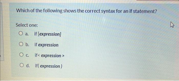 Solved Which of the following shows the correct syntax for | Chegg.com