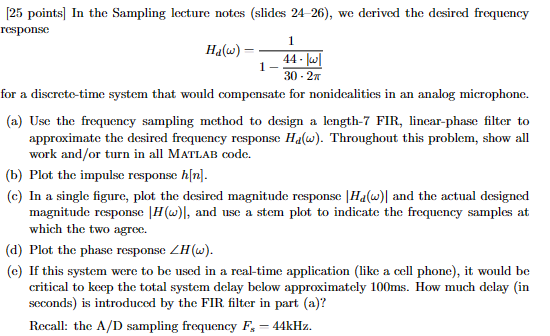 Solved [25 ﻿points] ﻿In the Sampling lecture notes (slides | Chegg.com