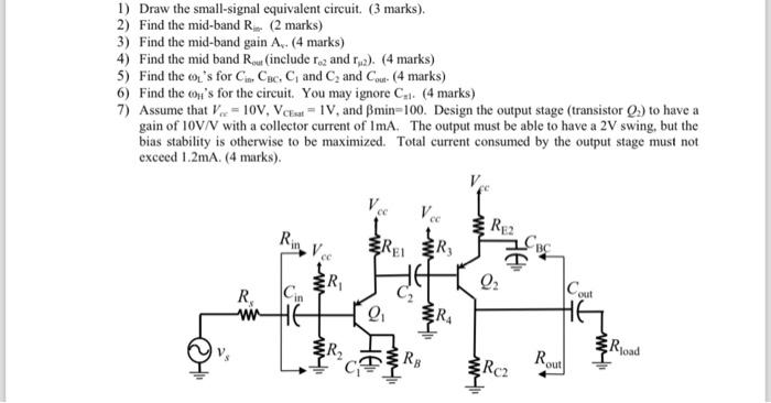 Solved 1) Draw the small-signal equivalent circuit. ( 3 | Chegg.com