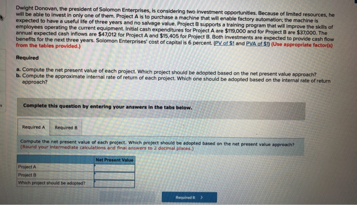 Solved Dwight Donovan, the president of Solomon Enterprises, | Chegg.com